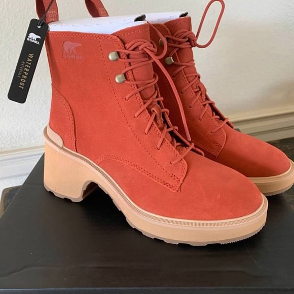 Sorel | Shoes | Sorel Womens Hi Line Lug Combat Boot Warp Red Sz 9 95 ...